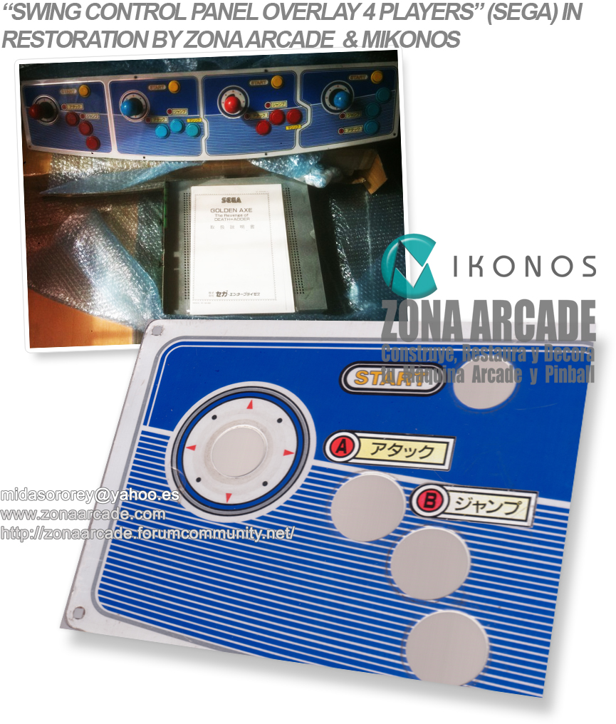 We got "SWING CONTROL PANEL OVERLAY 4 PLAYERS" (SEGA) arcade artworks for to restore in Zona ...